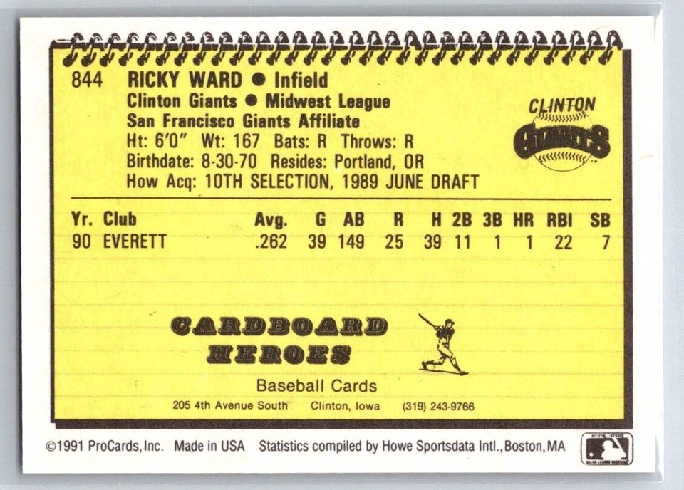 1991 ProCards #844 Ricky Ward | eBay
