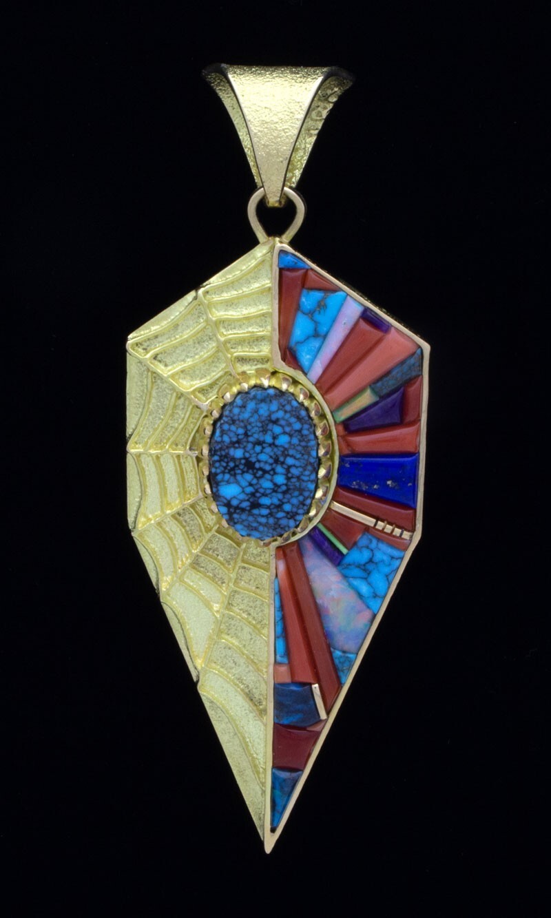 Solid 18K Gold Reversible Spider Web & Spider Pendant By Isiah Begay | eBay