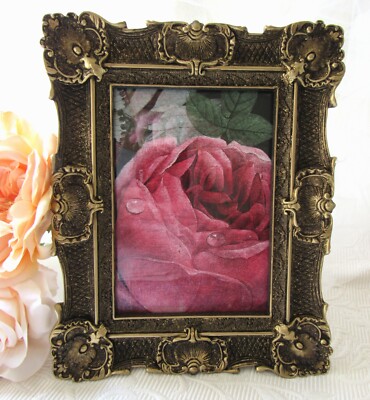 Antique Gold Ornate 5x7 frame,Baroque,Rococo,Hang or Stand,Victorian ...