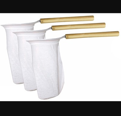 3 Spanish Colador de Cafe Coffee Strainer Filter Cloth Mesh with Wood ...