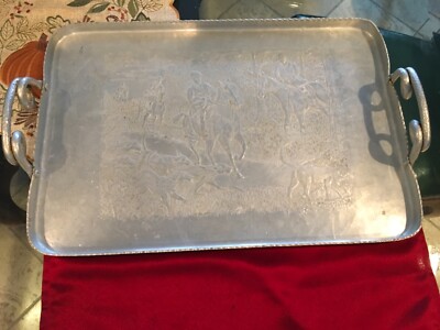 Continental 774 Hammered Hand Wrought Aluminum Tray~ Hunting Scene | eBay