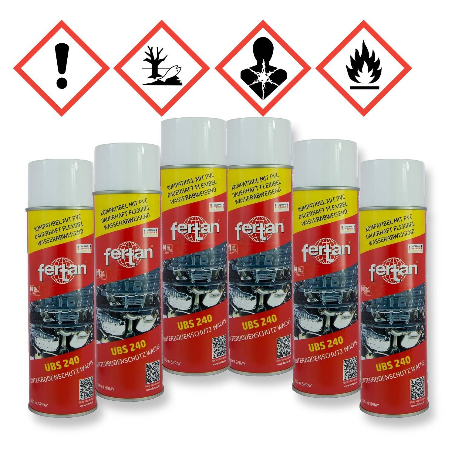 6x Fertan UBS 240 Spray 500 ml Wachs Unterbodenschutz Hohlraum ...
