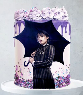 PRECUT WEDNESDAY ADDAMS Edible Cake Topper Image WEDNESDAY cake Icing ...