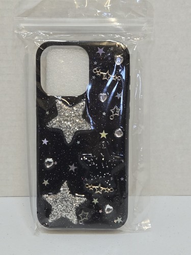 Black 3D Sparkling Pink Star Phone Case for iPhone 15 14 13 12 11 Pro ...