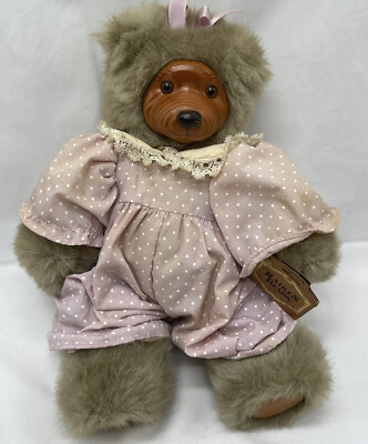 VTG Robert Raikes Applause Playtime Cookie Bear Signed 12" Wooden Plush ...