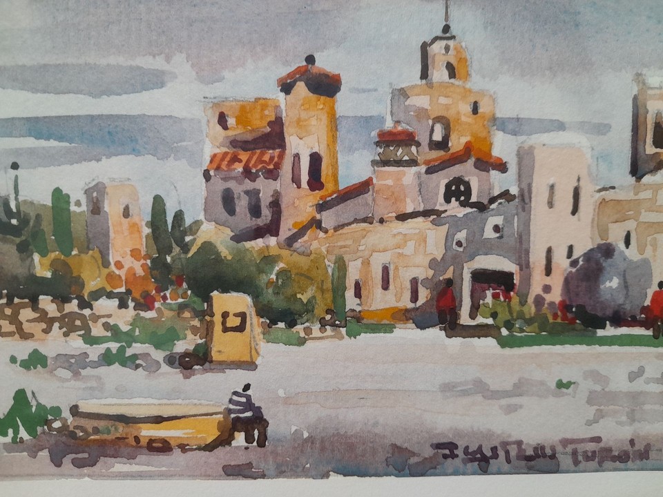 D-10. Watercolor. Urban Landscape. Signed Turon. Mid 20th Century | eBay