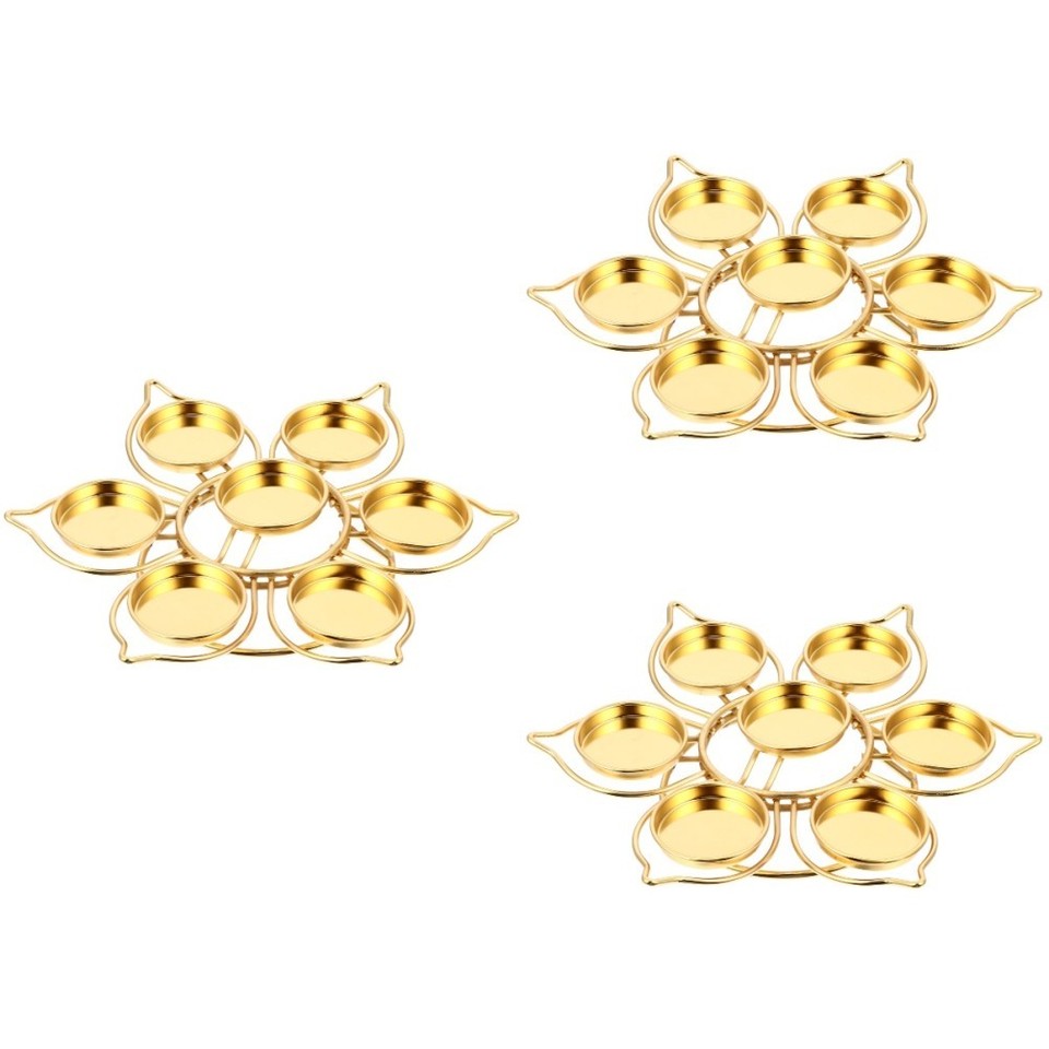 3 pcs Lotus Butter Lamp Ghee Lamp Holder Lotus Shaped Candlestick ...