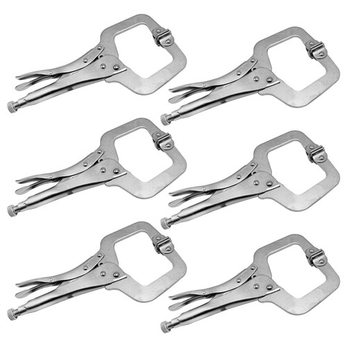 6 Pack 6 Inch C-Clamp Locking with Swivel Pads Heavy Duty Pliers ...