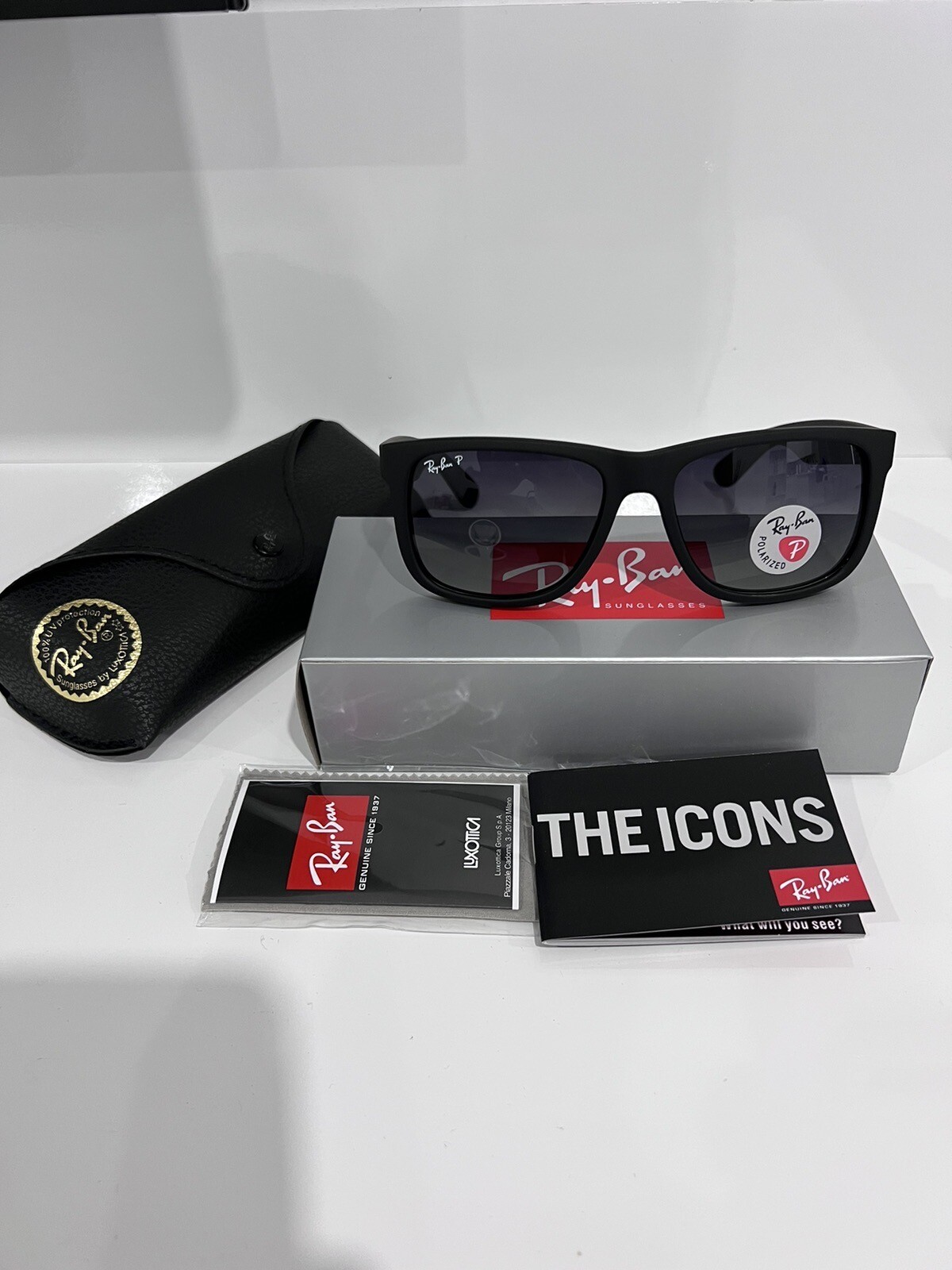 Ray-Ban Justin RB 4165 55mm Rubber Black/Gray Gradient Polarized ...