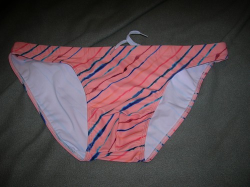 SPEEDO STYLE MEN'S BIKINI - MULTI COLOR STRIPES - PINK BACKGROUND ...