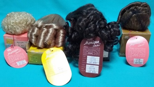 4 Vintage DOLL WIGS Monique Collection DIFFERENT COLORS, SIZES & STYLES ...