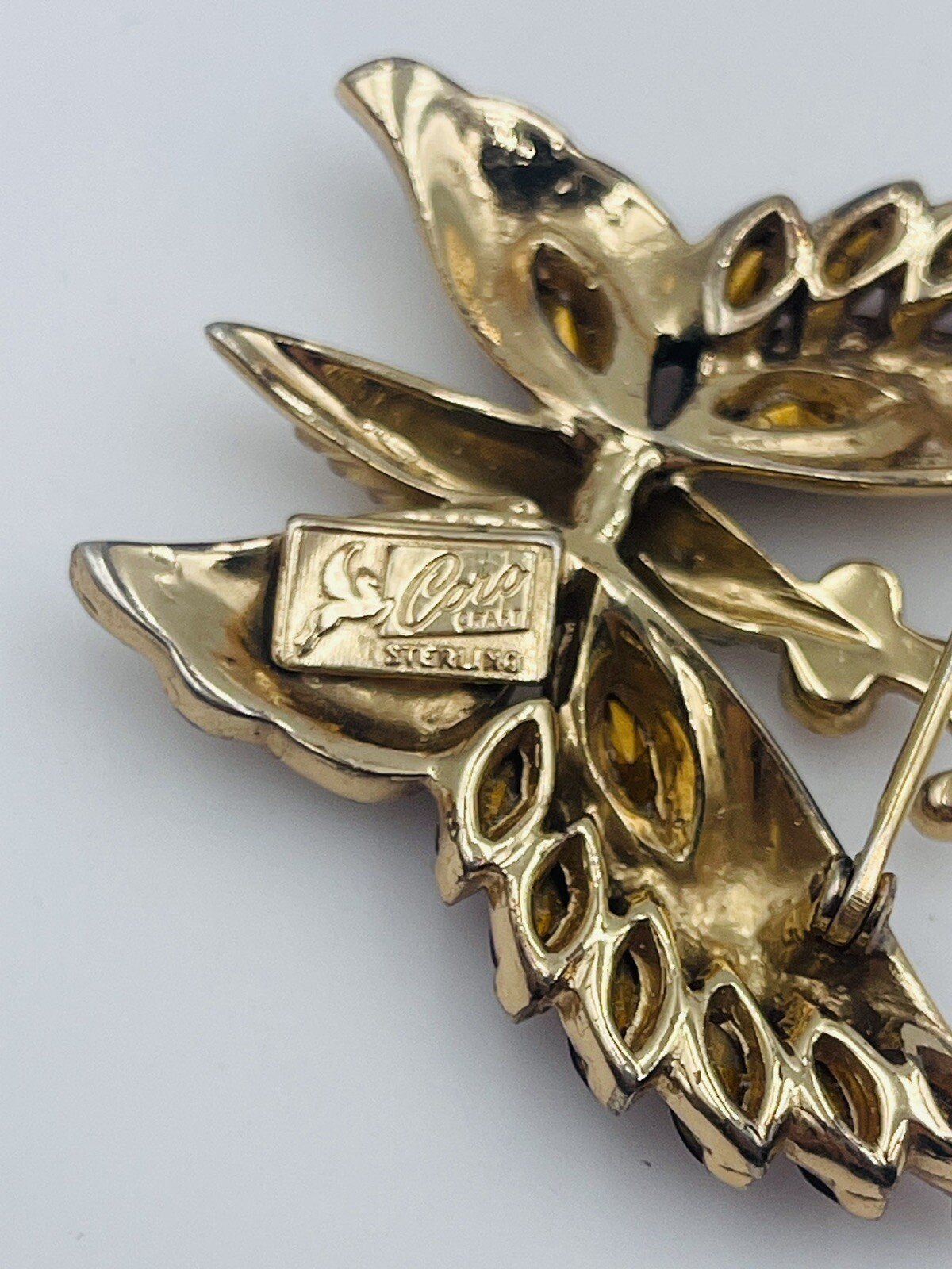 CoroCraft Vintage Sterling Silver Gold Vermeil Red Rhinestone Butterfly ...