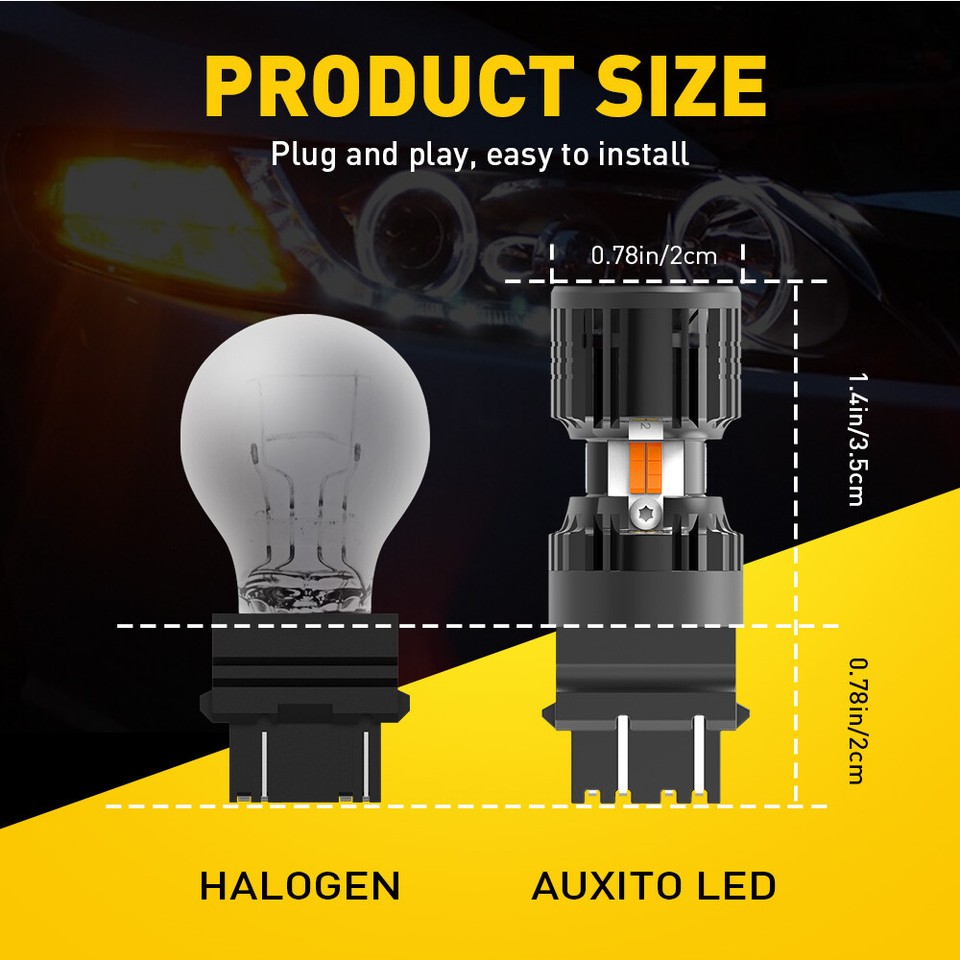 2X 3157 SWITCHBACK LED TURN SIGNAL LIGHT ANTI HYPER FLASH WHITE AMBER ...