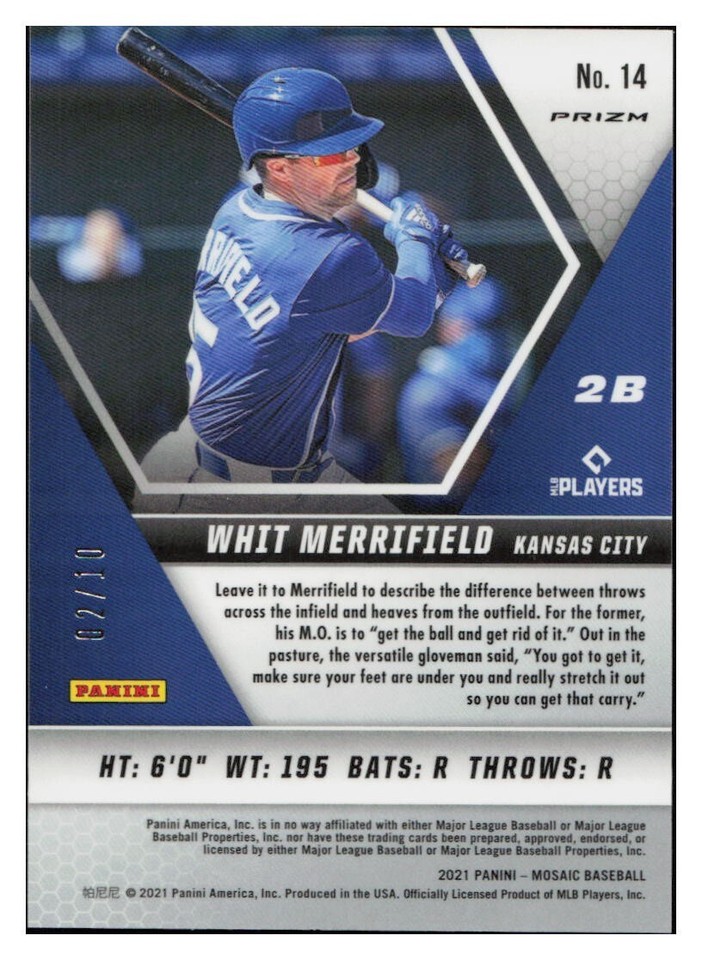 G593 WHIT MERRIFIELD 2021 PANINI MOSAIC QUICK PITCH GOLD REFRACTOR /10 ...