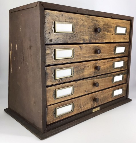 Vintage Industrial Small Parts 5 Drawer Cabinet Wood Metal | eBay