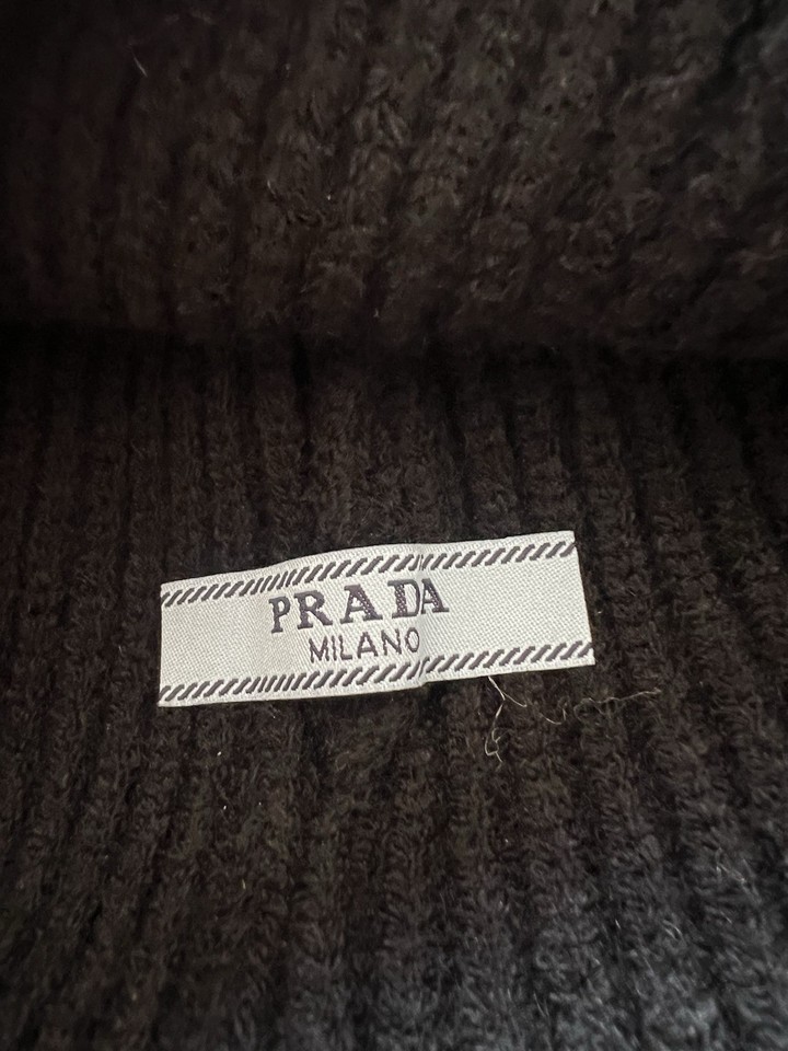 PRADA Beanie Hat Black Warm Lining One Size | eBay