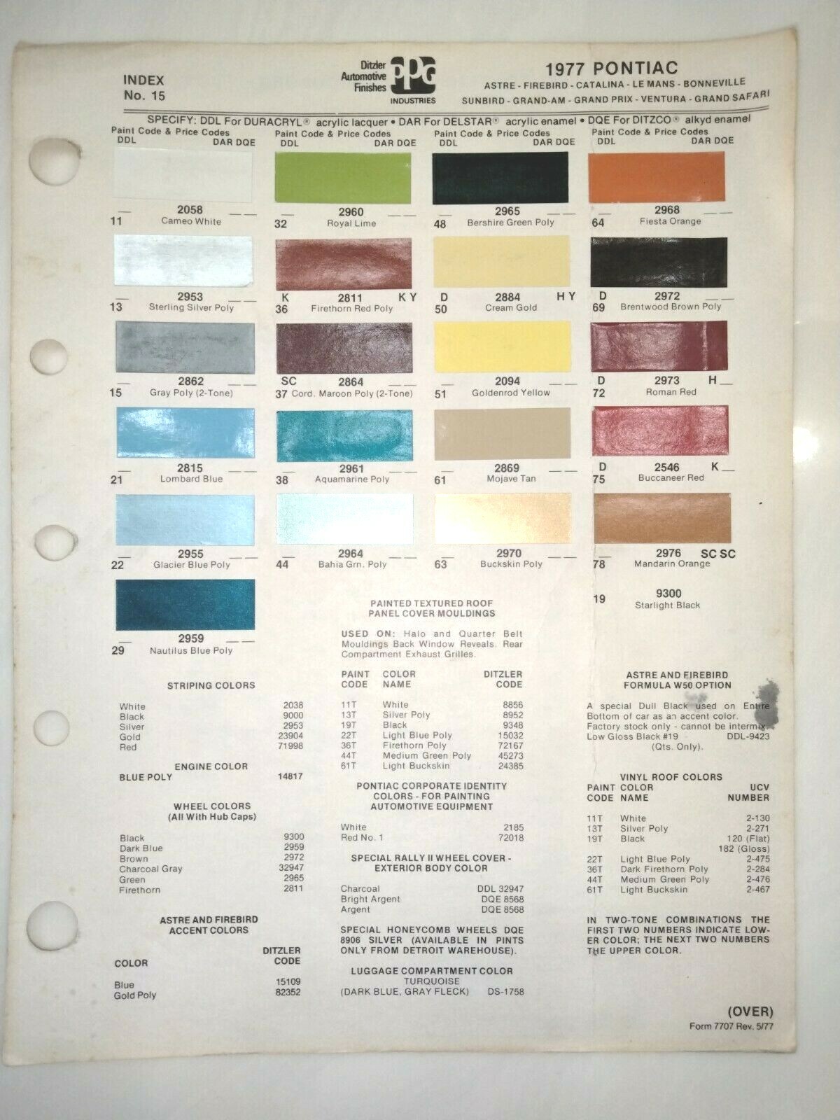 1977 Firebird Interior Color Code Southern Polyurethanes Forum