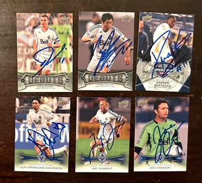 MLS VANCOUVER WHITECAPS LOT OF 6 SIGNED 2012 SOCCER CARDS LEE DEMERIT ...