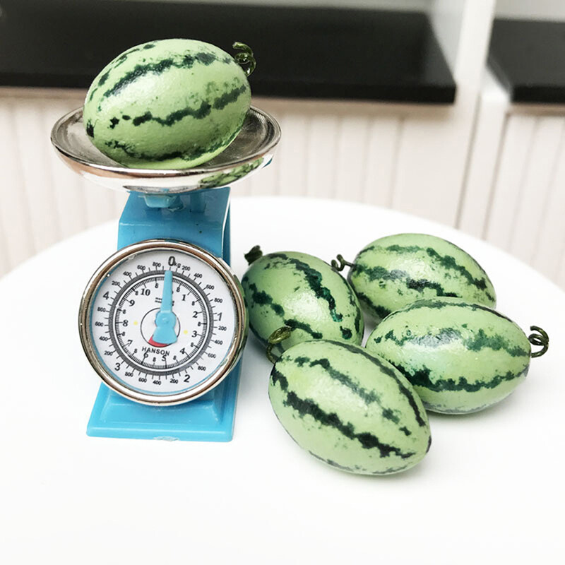 1pc Mini Fruit Resin Artificial Watermelon Statue For Dollhouse Decorat ...