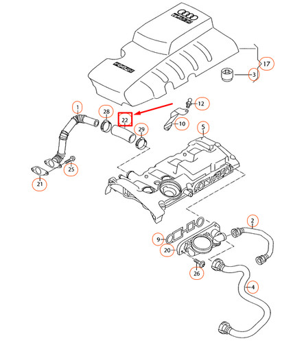 2005-2008 Audi A4 B7 Breather Hose Coupler 06D133299C | Genuine OEM