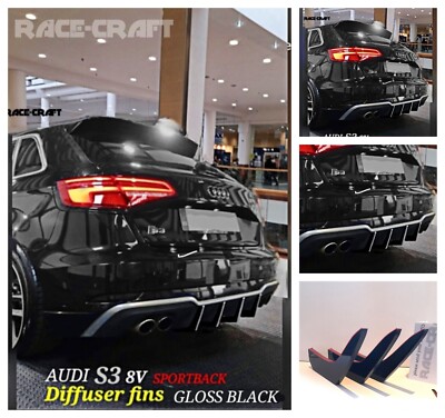 "FOR"Audi S3 8v"SPORTBACK"Diffuser Fin extensions,audi s3 8v 2016-2019 ...