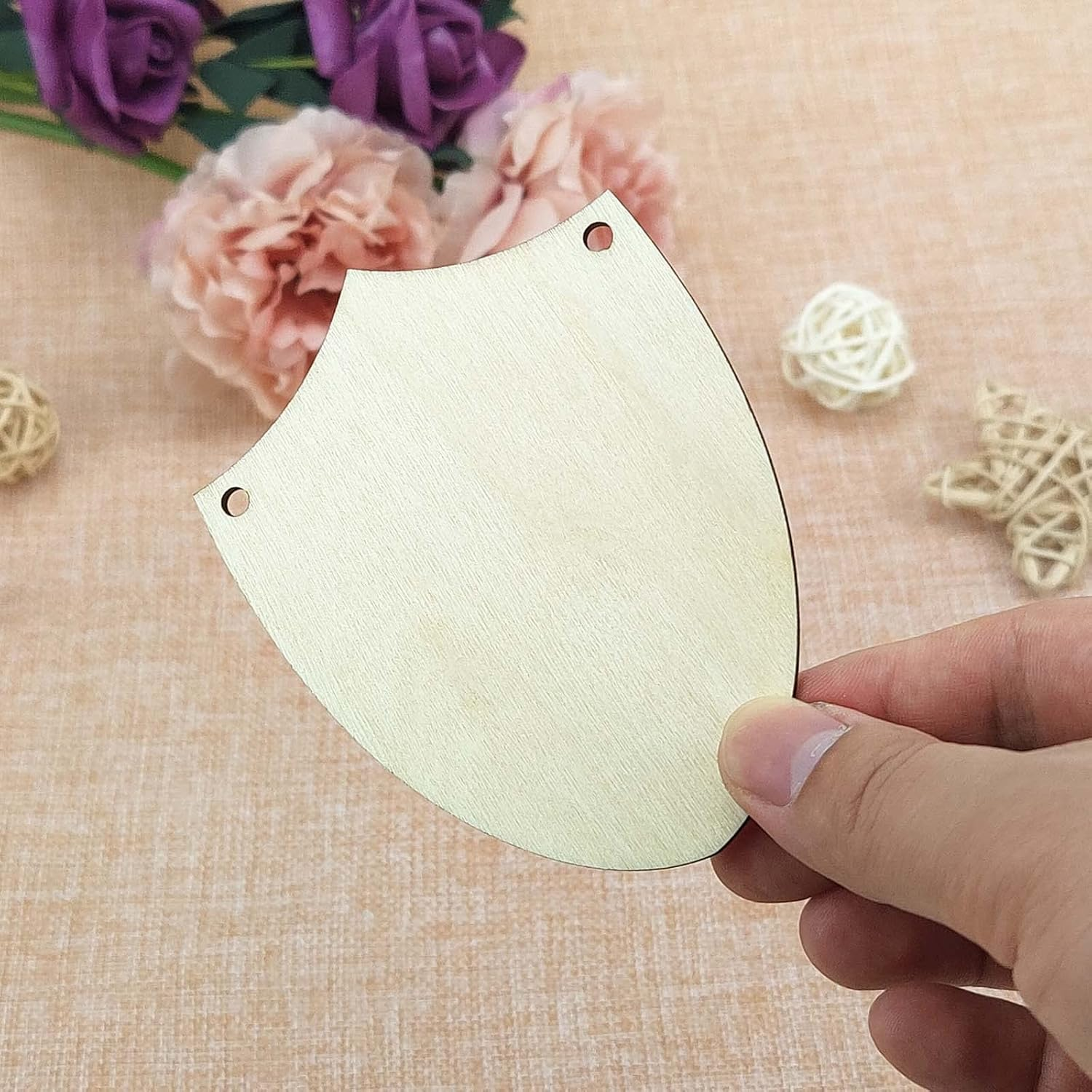 20Pcs Wooden Shield Shapes Cutouts DIY Craft Embellishments Unfinished ...