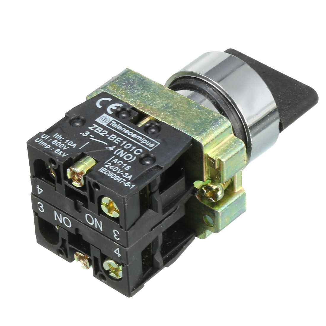AC 600V 10A 3 Selector Position Self-Locking Action 2N/O DPST Rotary ...