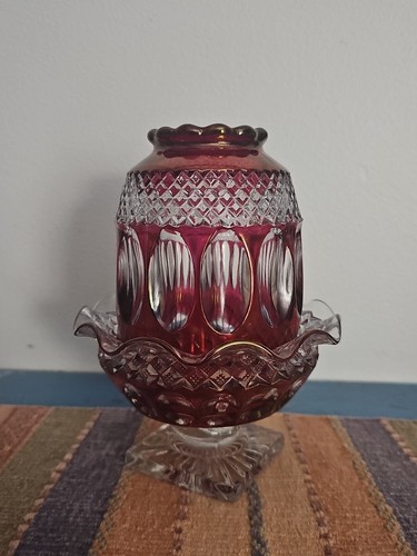 Vintage Westmoreland Glass Wakefield Ruby Flashed Fairy Lamp Beautiful ...