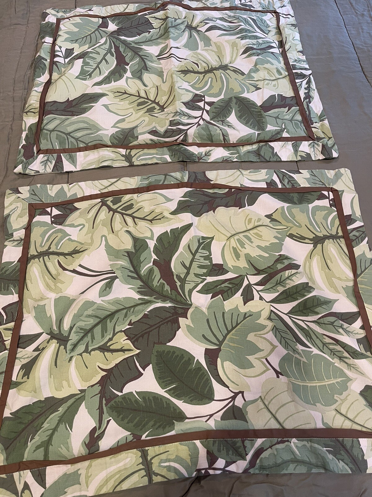 Lorena Garcia Comforter Shams Queen Cotton Green Brown Tropical Leaves ...