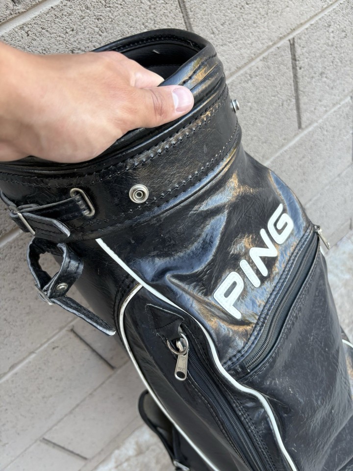 Vintage PING Golf Club Bag Black Faux Alligator Leather 4 Way Single ...