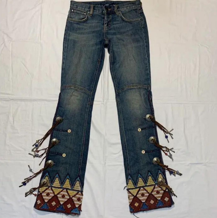 Ralph Lauren Fringe Concho Design Denim Jeans Size M … - Gem