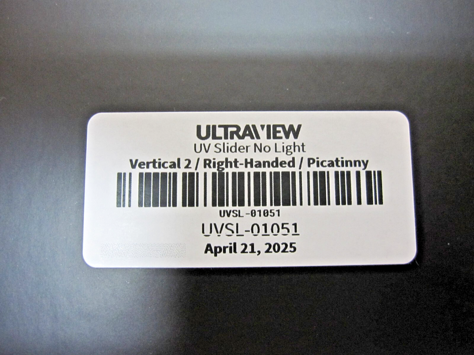 ULTRAVIEW RH PICATINNY UV SLIDER w/2 VERTICAL PINS, .015, W/ NO LIGHT ...