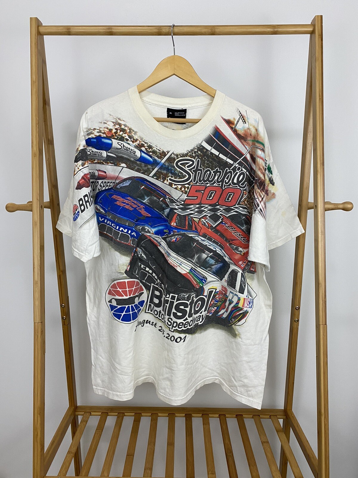 VTG Bristol Motor Sharpie 500 Nascar All Over Print C… - Gem