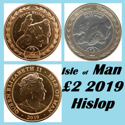 Isle of Man 2x coin £2 pound list 2019 Steve Hislop 11 TT wins Map ...