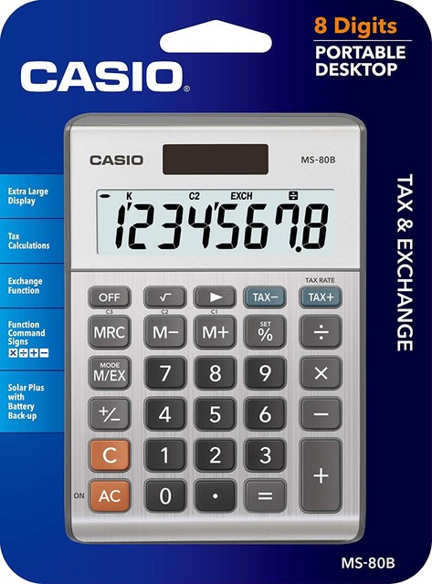 Casio Ms-80b Standard Function Desktop Calculator Chrome for sale ...
