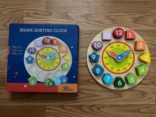 Shape Sorting Clock Interactive Educational Kids Clock Toy | eBay