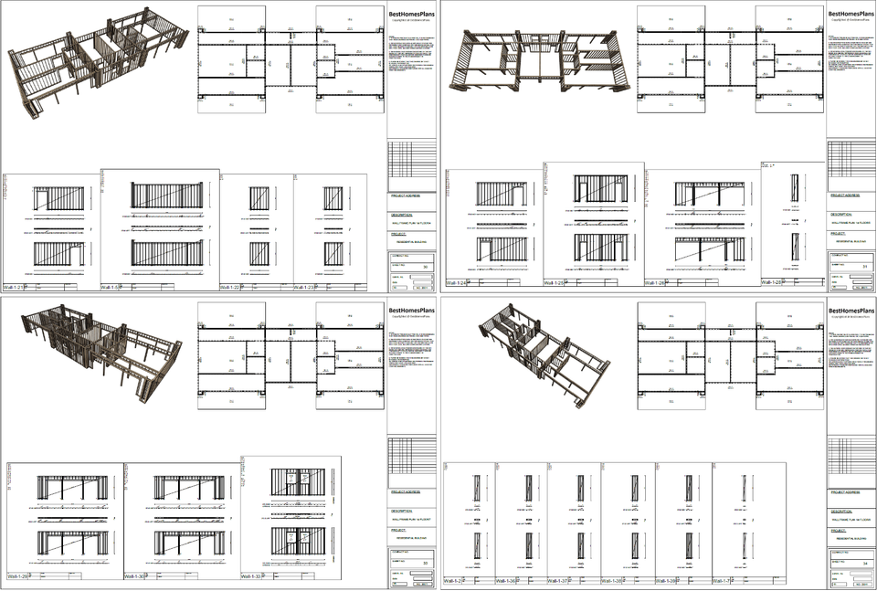 86’x29’ 6 Beds, 8 Baths Double A-Frame House Architecture Plans PDF ...