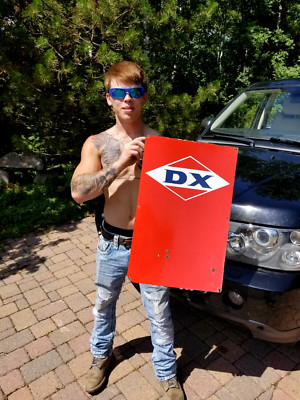 Vintage DX Gasoline Porcelain Metal Pump Sign Gas Oil 26 by 15 | eBay