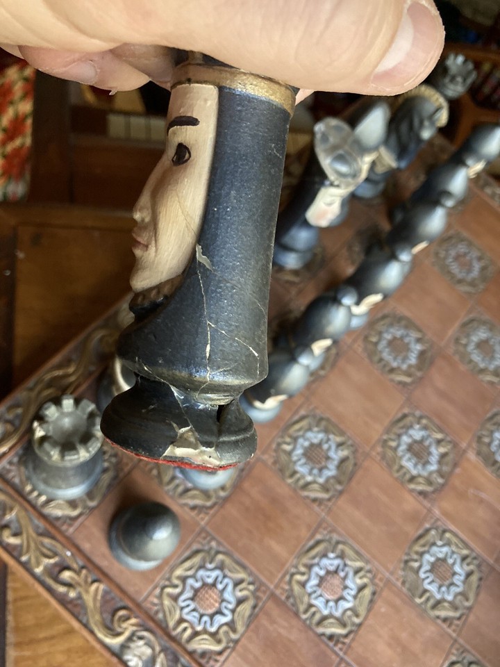 CHESS SET Matte Medieval Duncan Mold Hand Painted Ceramic Full Set ...