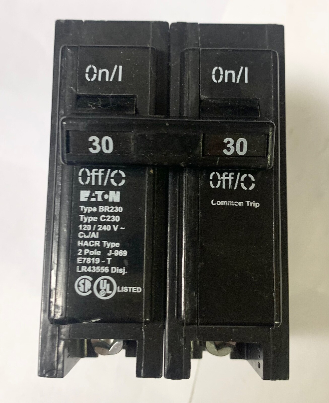 EATON CUTLER HAMMER BR230 2 Pole 30 AMP Type BR Circuit Breaker Type ...