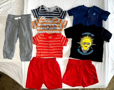 Baby Clothes Lot 9pc Size 12M Bodysuit Tees Shorts Pants Playwear ...