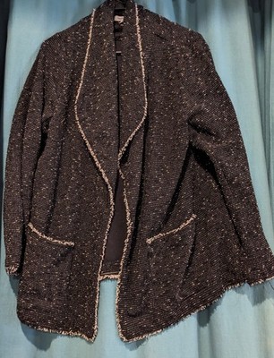Max Studio Tweed Cardigan Career Blazer Size 1X Black White | eBay