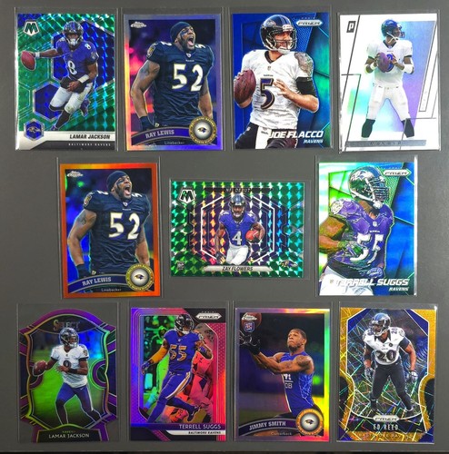 BALTIMORE RAVENS #'d, Prizm Color Lot of 32 Cards; Lamar, Ray Lewis ...