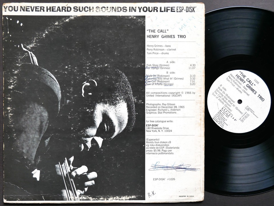 HENRY GRIMES TRIO The Call LP ESP DISK ESP 1026 US 1966 MONO Free Jazz ...
