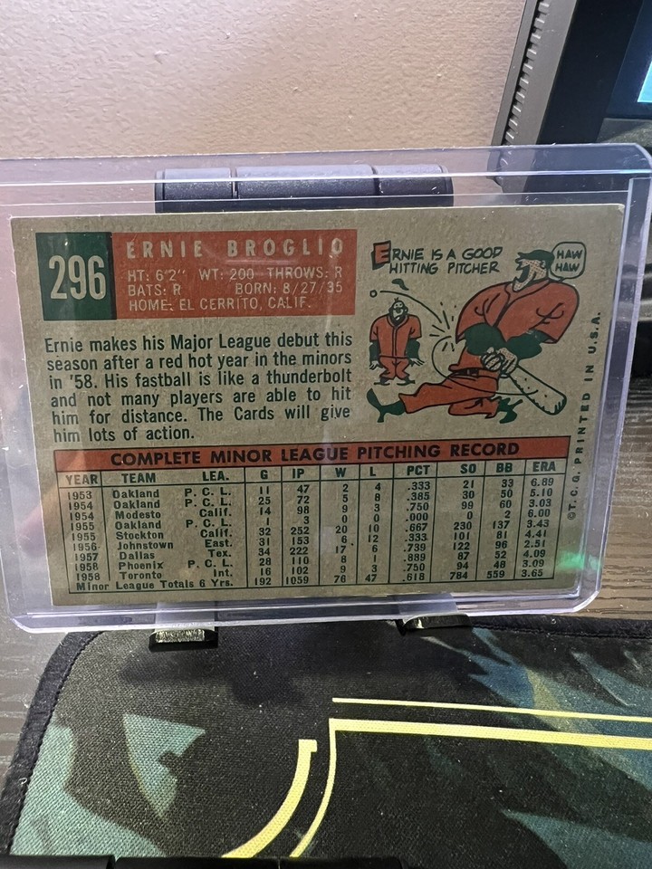 1959 TOPPS ERNIE BROGLIO #296 CARDINALS | eBay