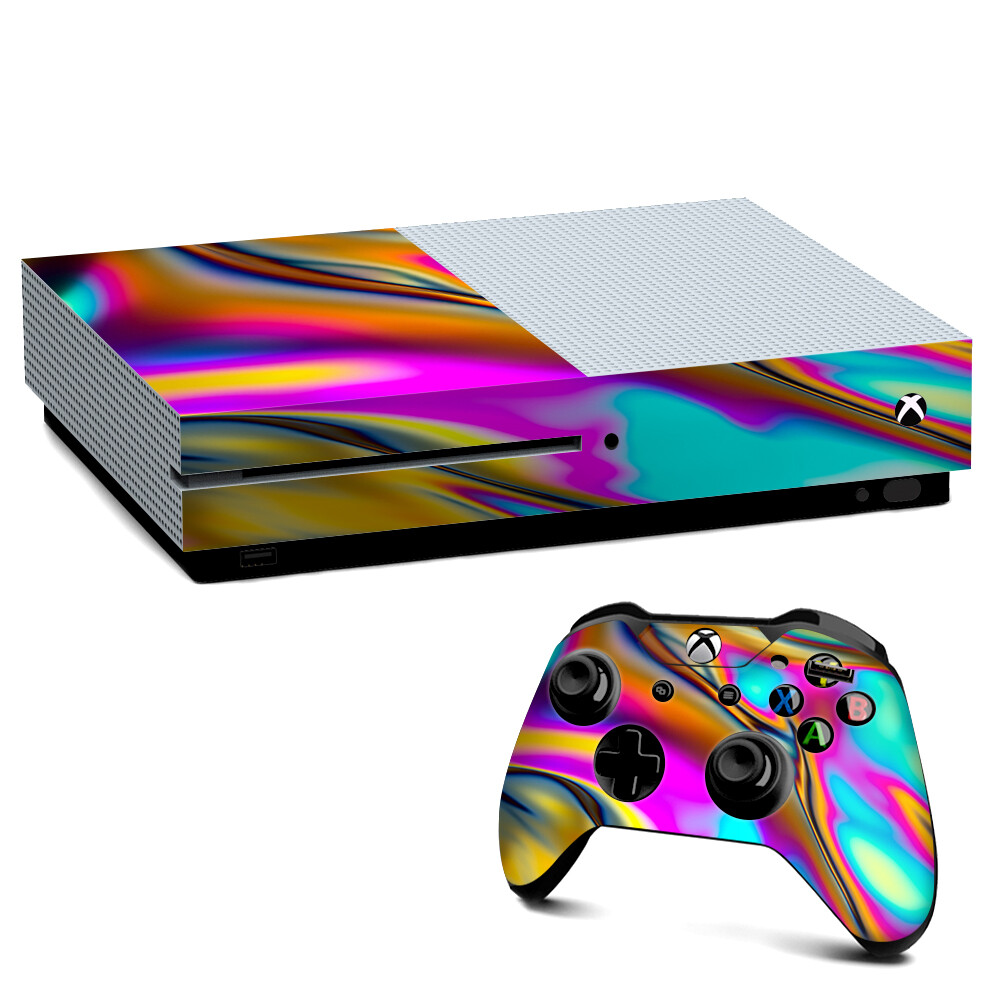 Xbox One S Console Skins Decal Wrap ONLY Oil Slick Resin Iridium Glass ...
