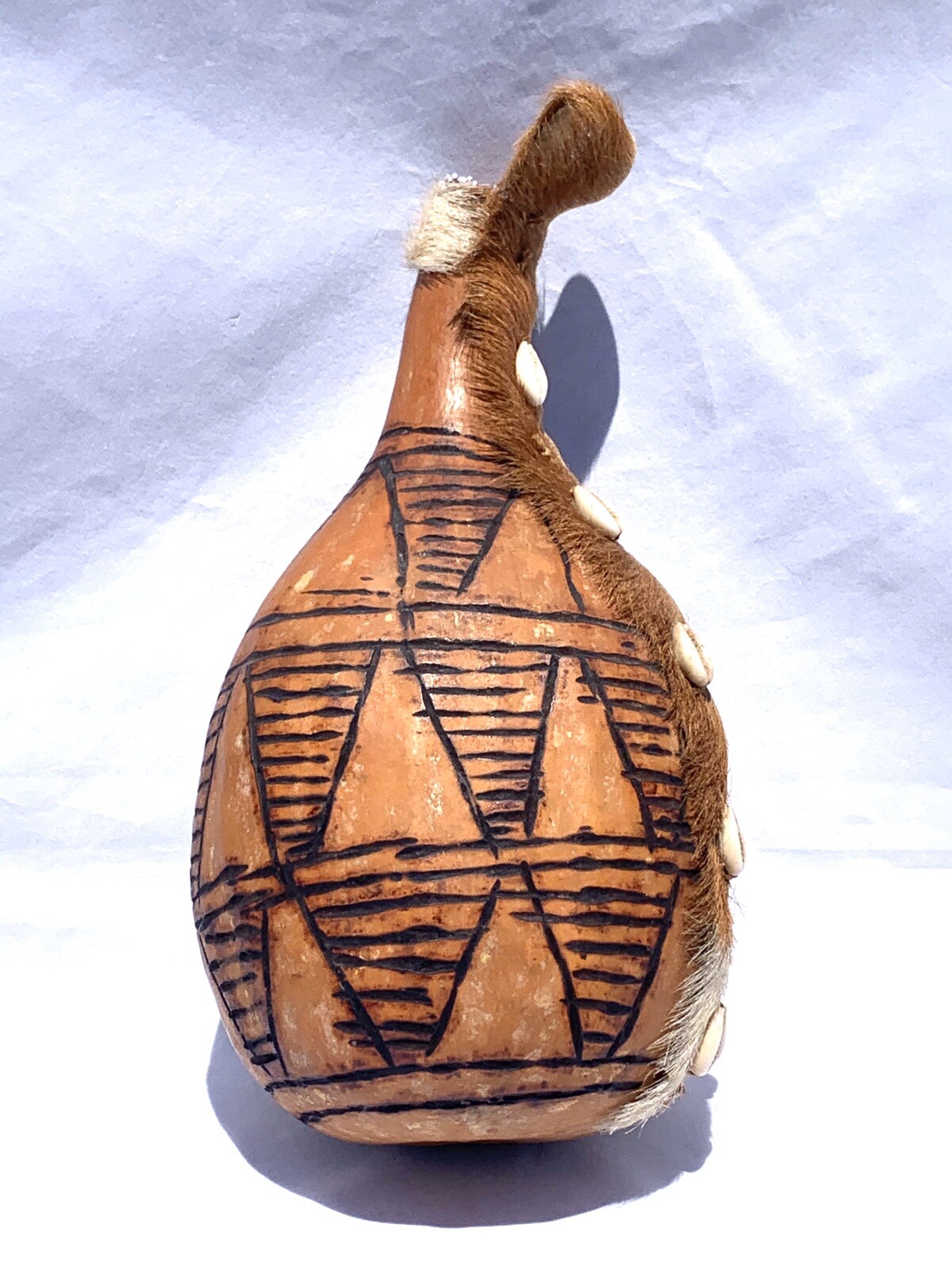 Original Old Carved African Wood Burnt Design Calabash Gourd Tribal ...