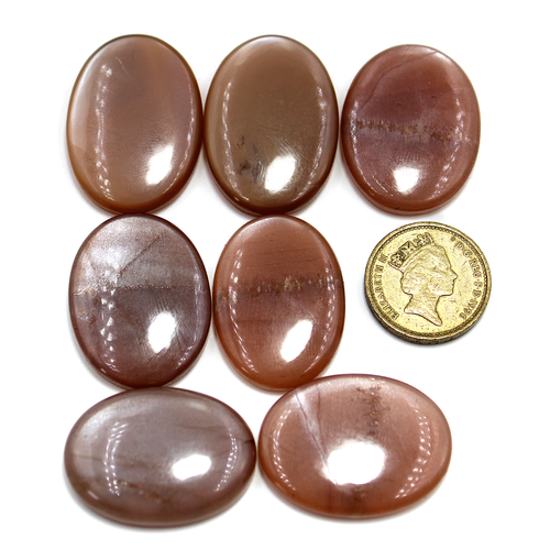 7 PC Natural Shiny Peach Moonstone Top Quality Oval Cabochon Loose ...