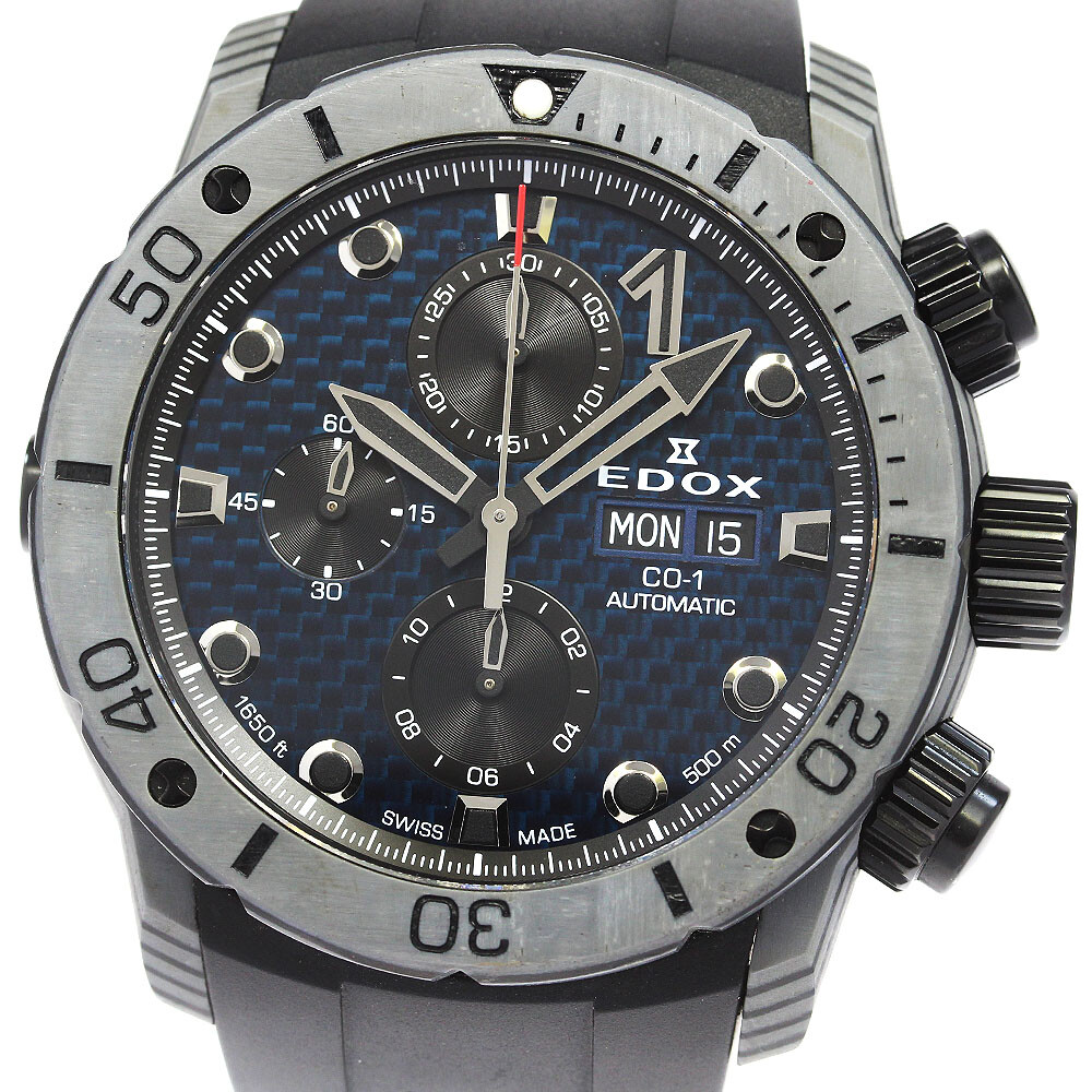 EDOX Chrono Offshore 1 Carbon 01125 Chronograph Navy Dial Automatic Men ...