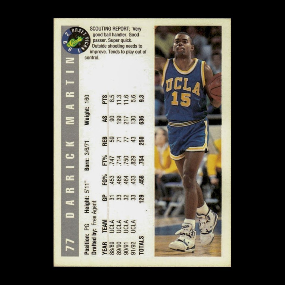 Darrick Martin 1992-93 Classic Draft UCLA Bruins #77 R331G 18 | eBay
